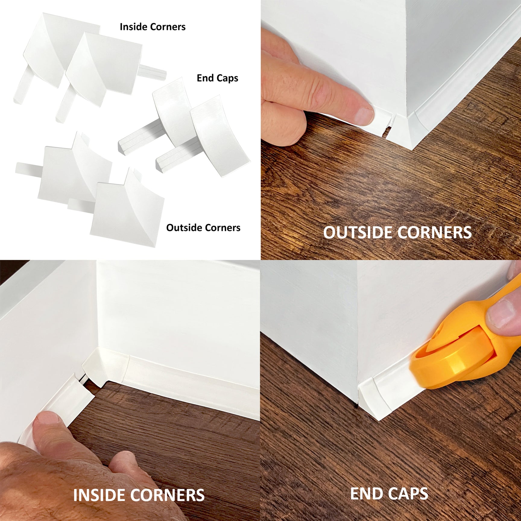 3/4" Trim Corner & End Caps Variety 6-Pack | InstaTrim Finishing Caps ...